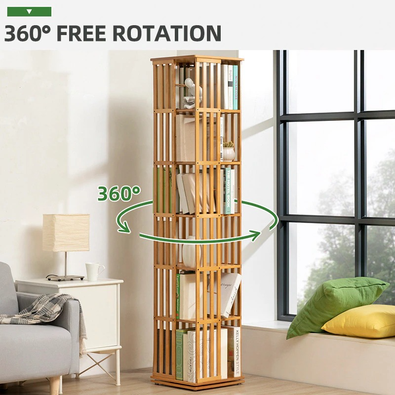 Rotation Bookshelf 360 Degrees Simple Children's Storage Student Floor ...